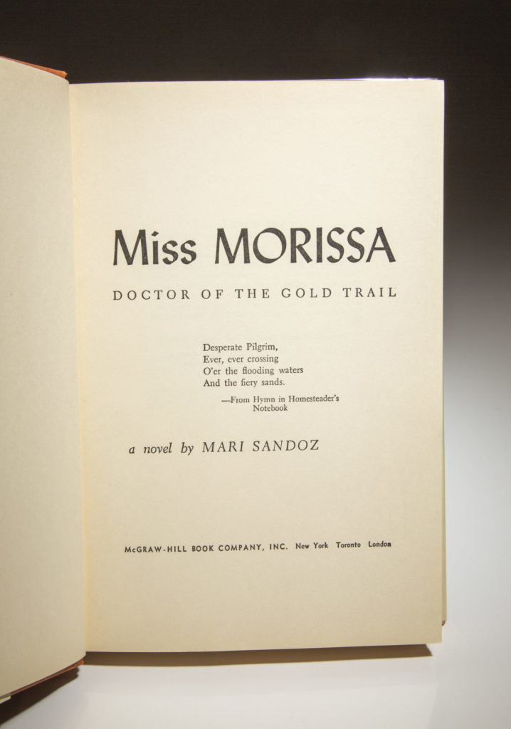 Miss Morissa: Doctor Of The Gold Trail - The First Edition Rare Books