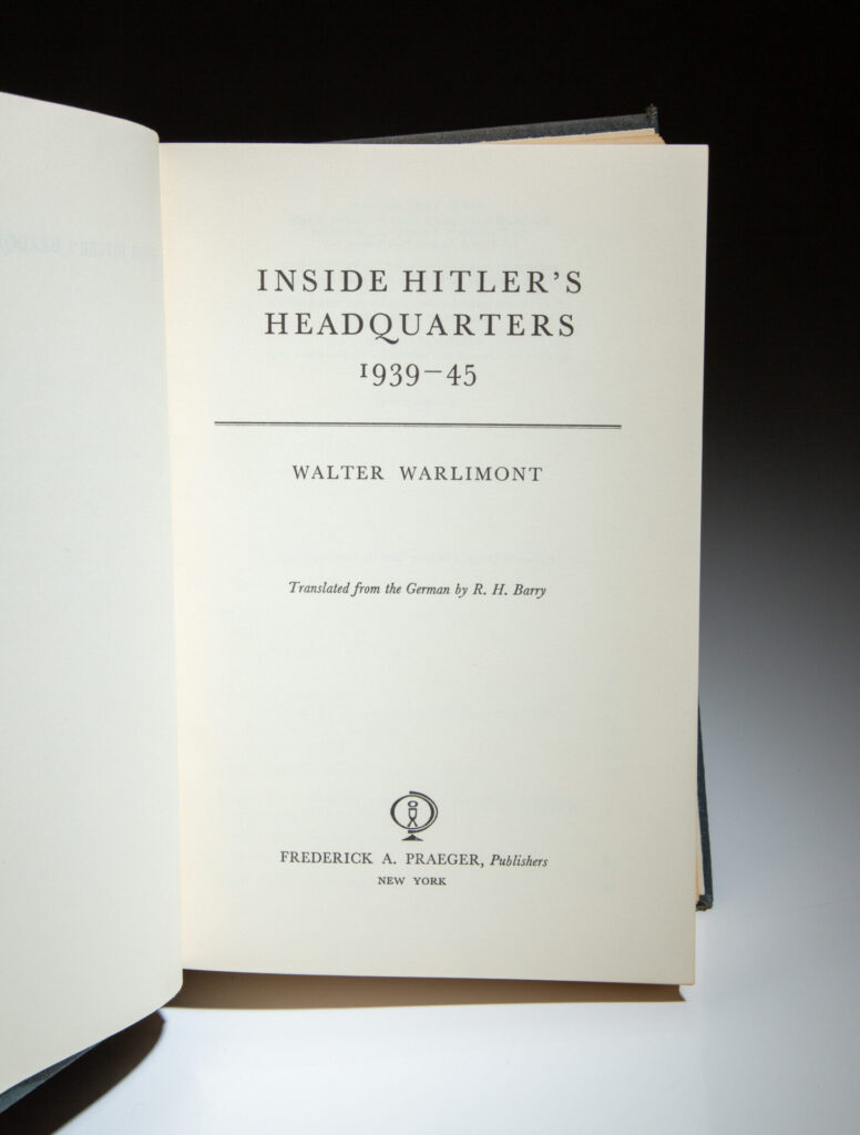 Inside Hitler's Headquarters 1939 - 45 - The First Edition Rare Books