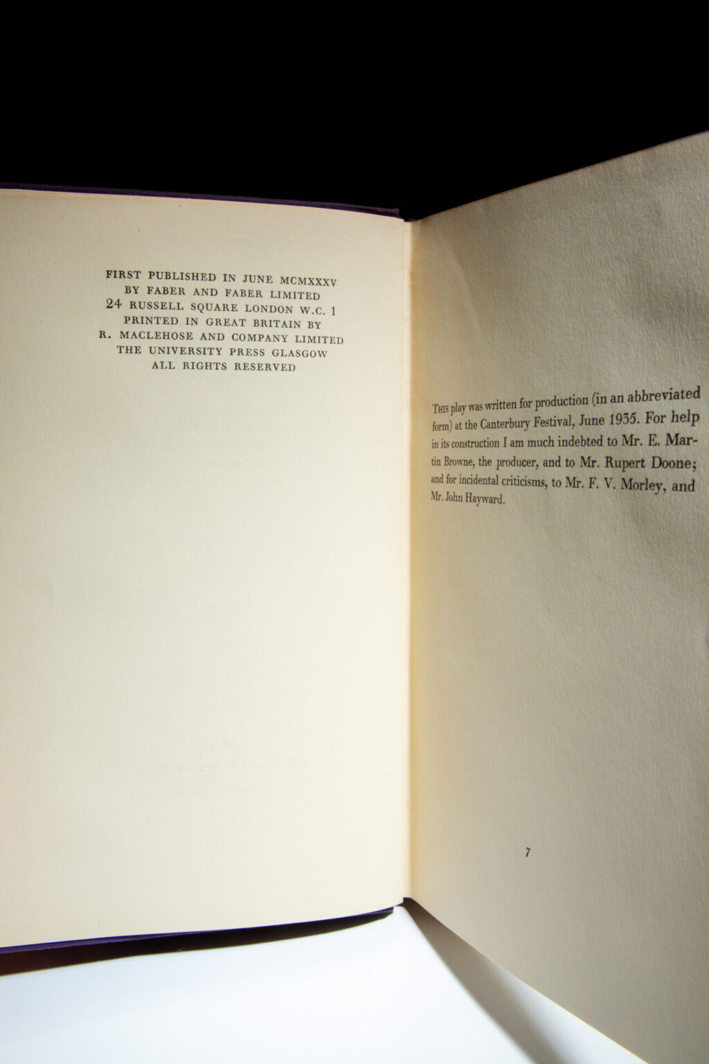 Murder In The Cathedral - The First Edition Rare Books