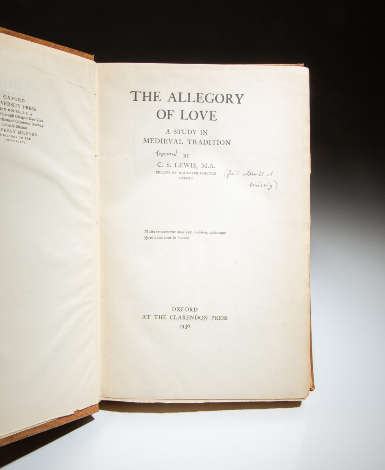 The Allegory of Love - The First Edition Rare Books