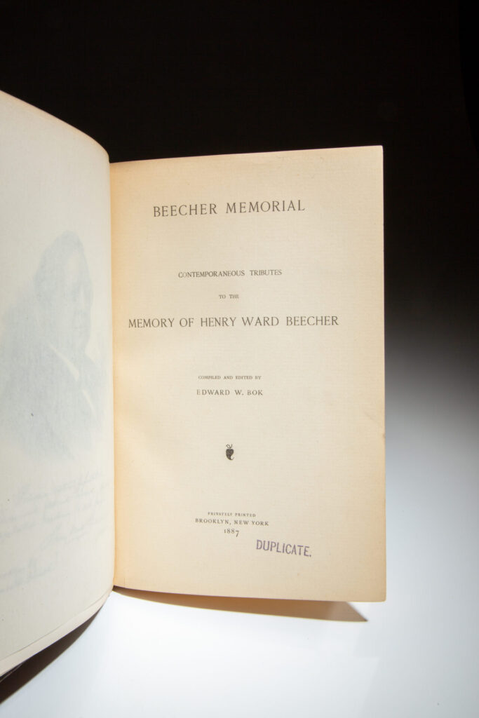 Beecher Memorial - The First Edition Rare Books
