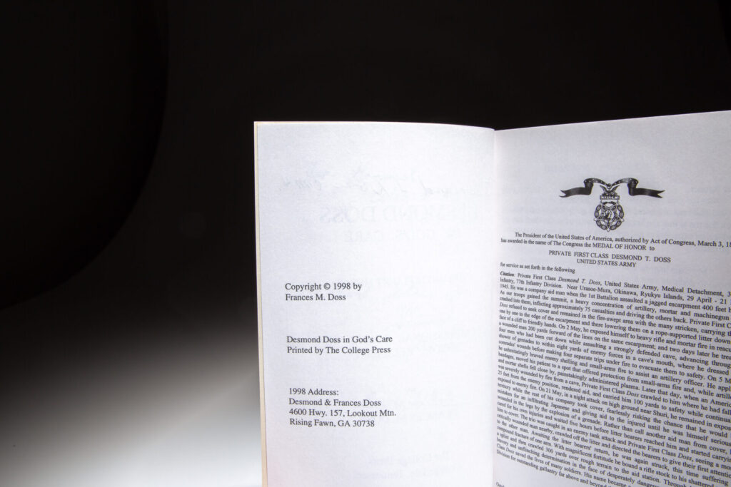 Desmond Doss: In God's Care - The First Edition Rare Books