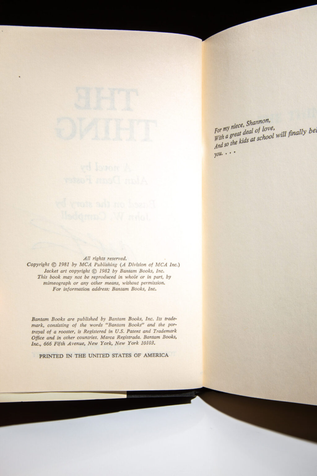 The Thing - The First Edition Rare Books