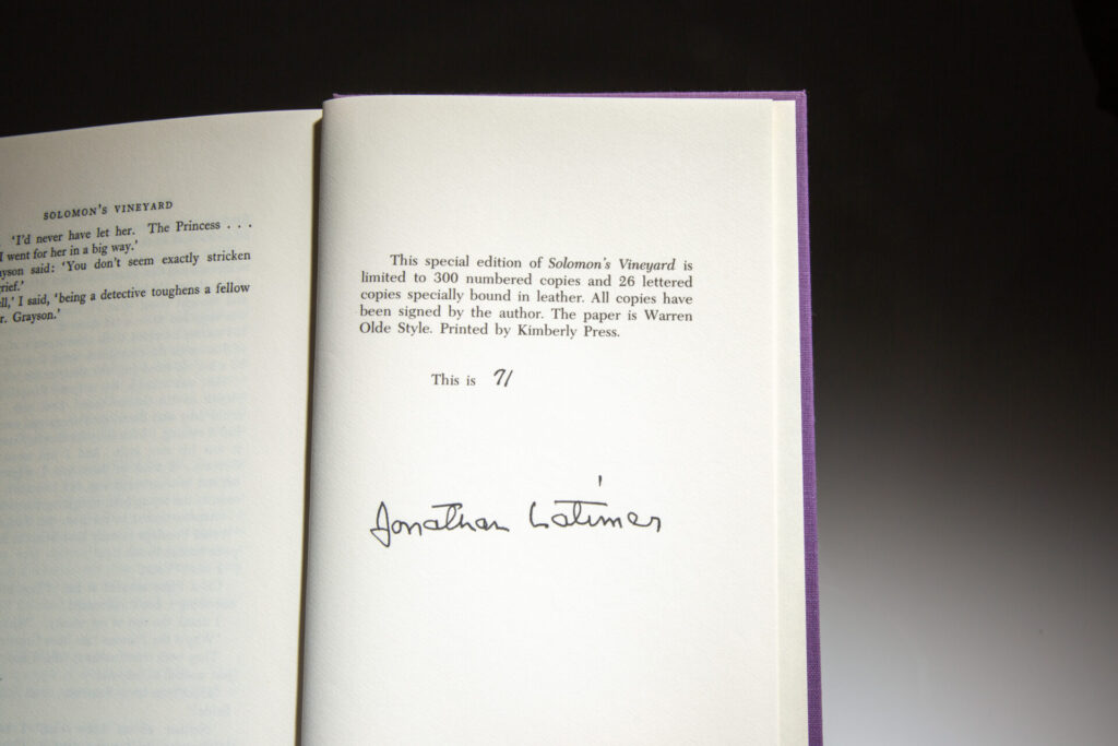 Solomon's Vineyard - The First Edition Rare Books