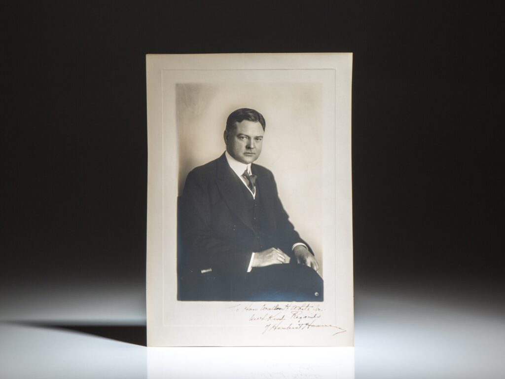 Signed Portrait of Herbert Hoover - The First Edition Rare Books