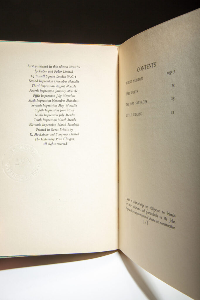 Four Quartets - The First Edition Rare Books