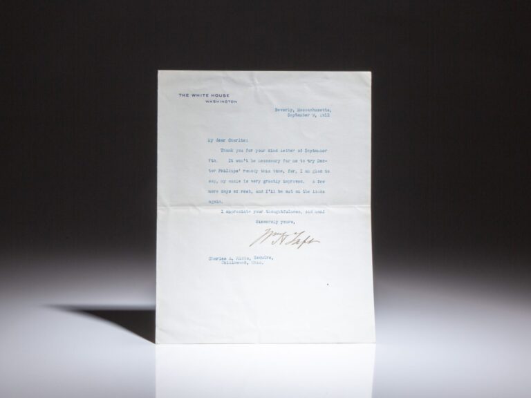 Typed Presidential Letter from President Taft - The First Edition Rare ...